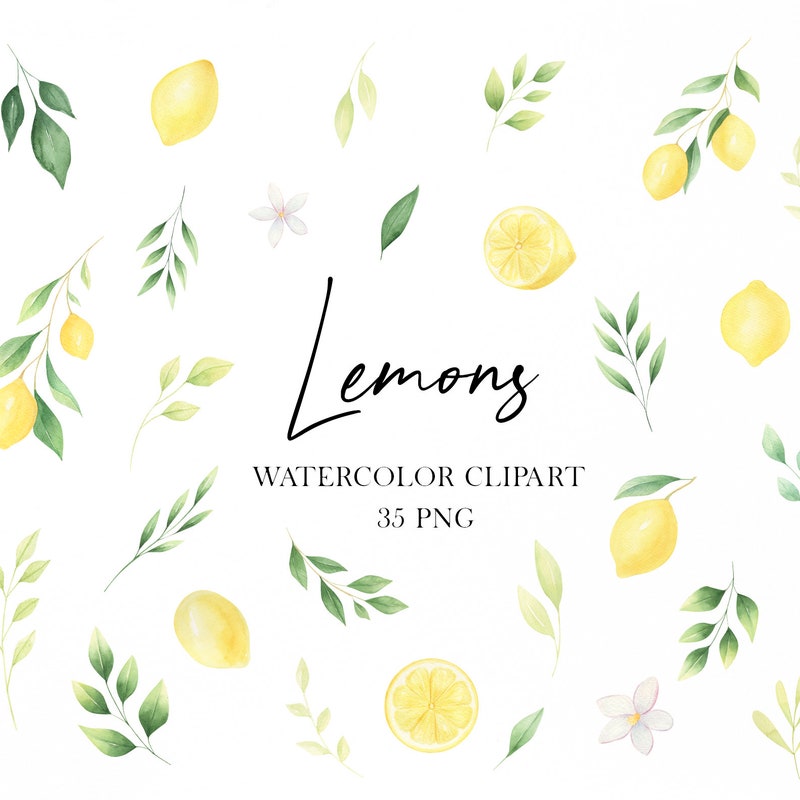 Lemon Watercolor Clipart - Etsy
