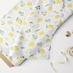 Watercolor Lemons Digital Paper, Summer Citrus Greenery Seamless ...