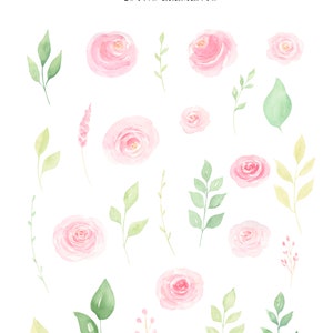 Pink Blush Roses Watercolor Floral Clipart, Watercolor Wedding Bouquets ...