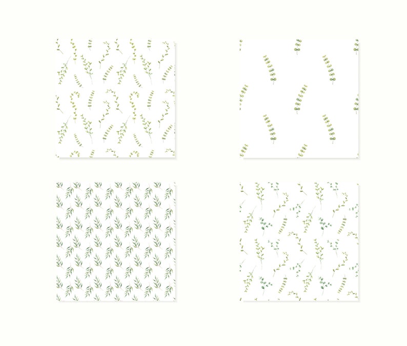 Greenery Summer Floral Digital Paper Pack, Foliage Seamless Pattern Png ...