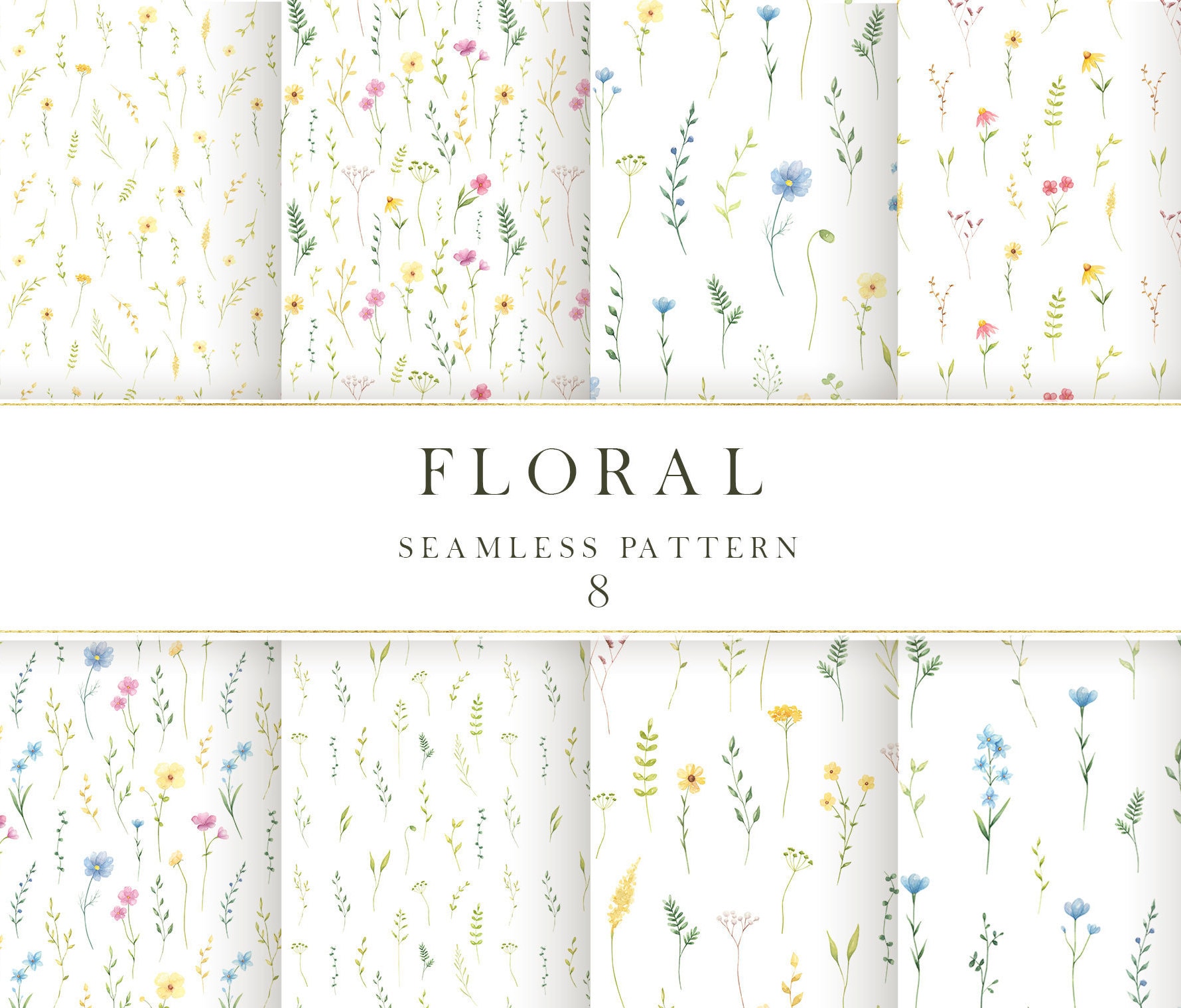 Wildflowers Summer Floral Digital Paper Pack Wildflowers - Etsy