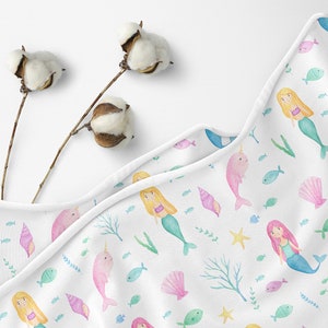 Nautical Watercolor Digital Paper, Mermaids Seamless Pattern, Ocean ...