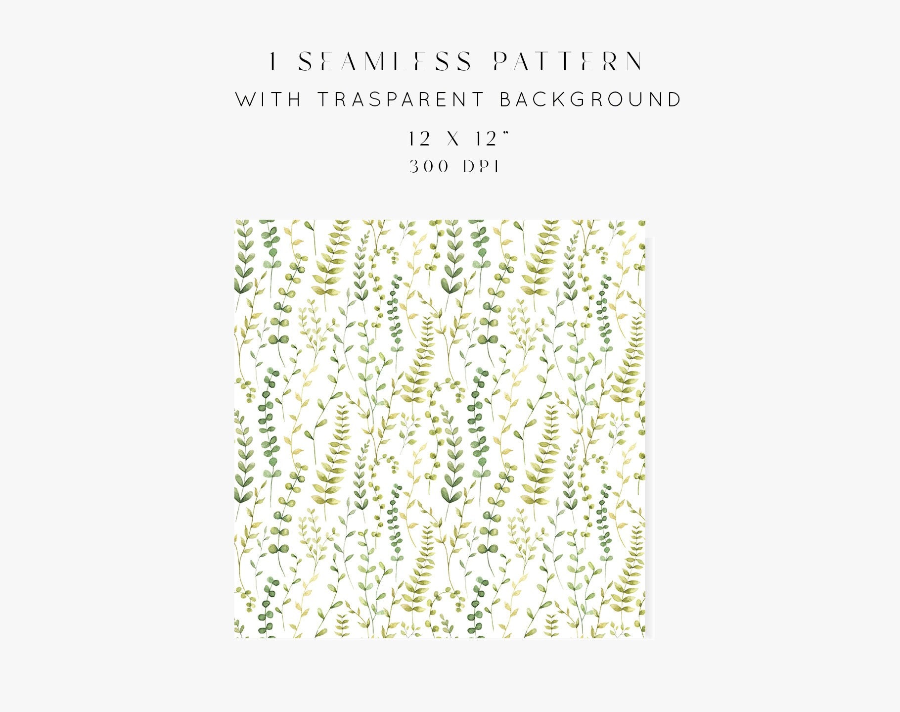 Greenery Watercolor Digital Paper, Green Leaves Digital Paper ...