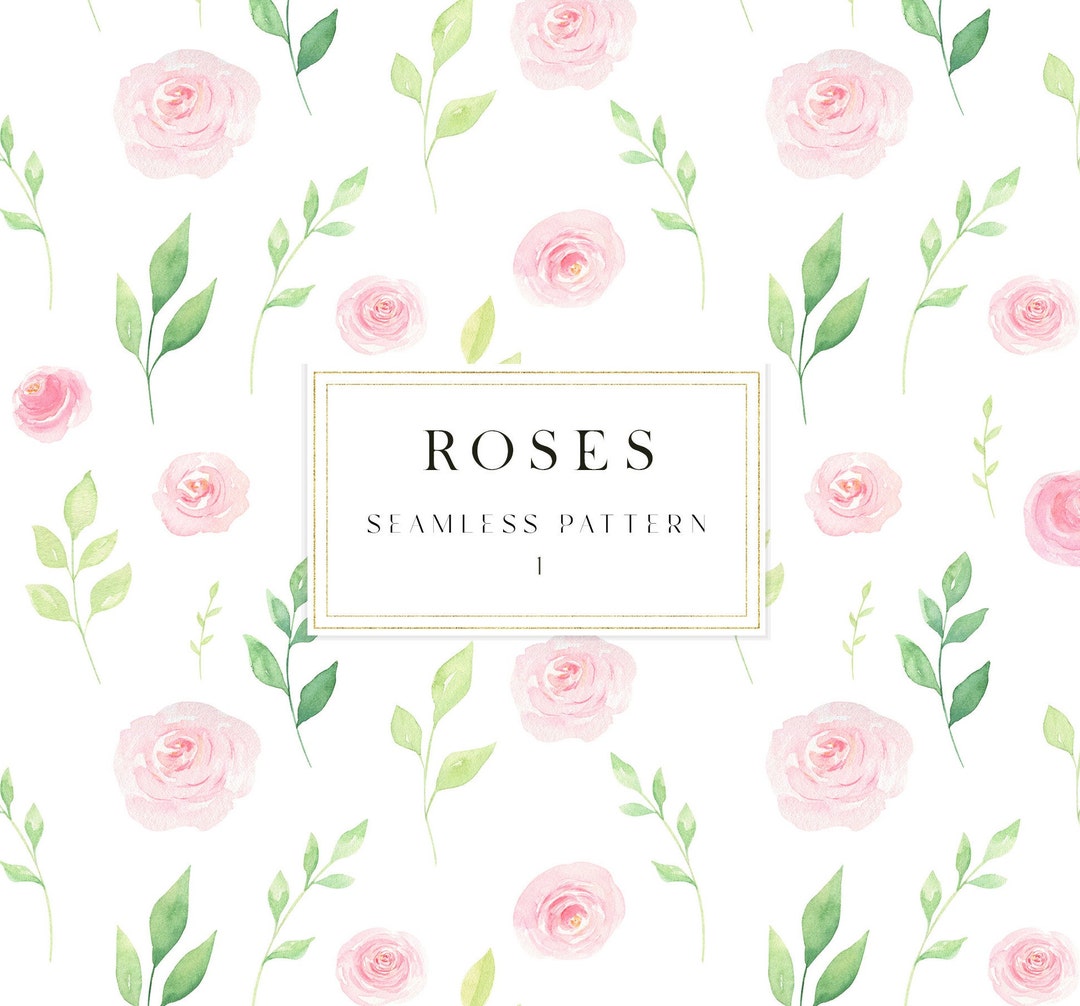 Roses Watercolor Digital Paper, Spring Floral Pink Seamless Pattern ...