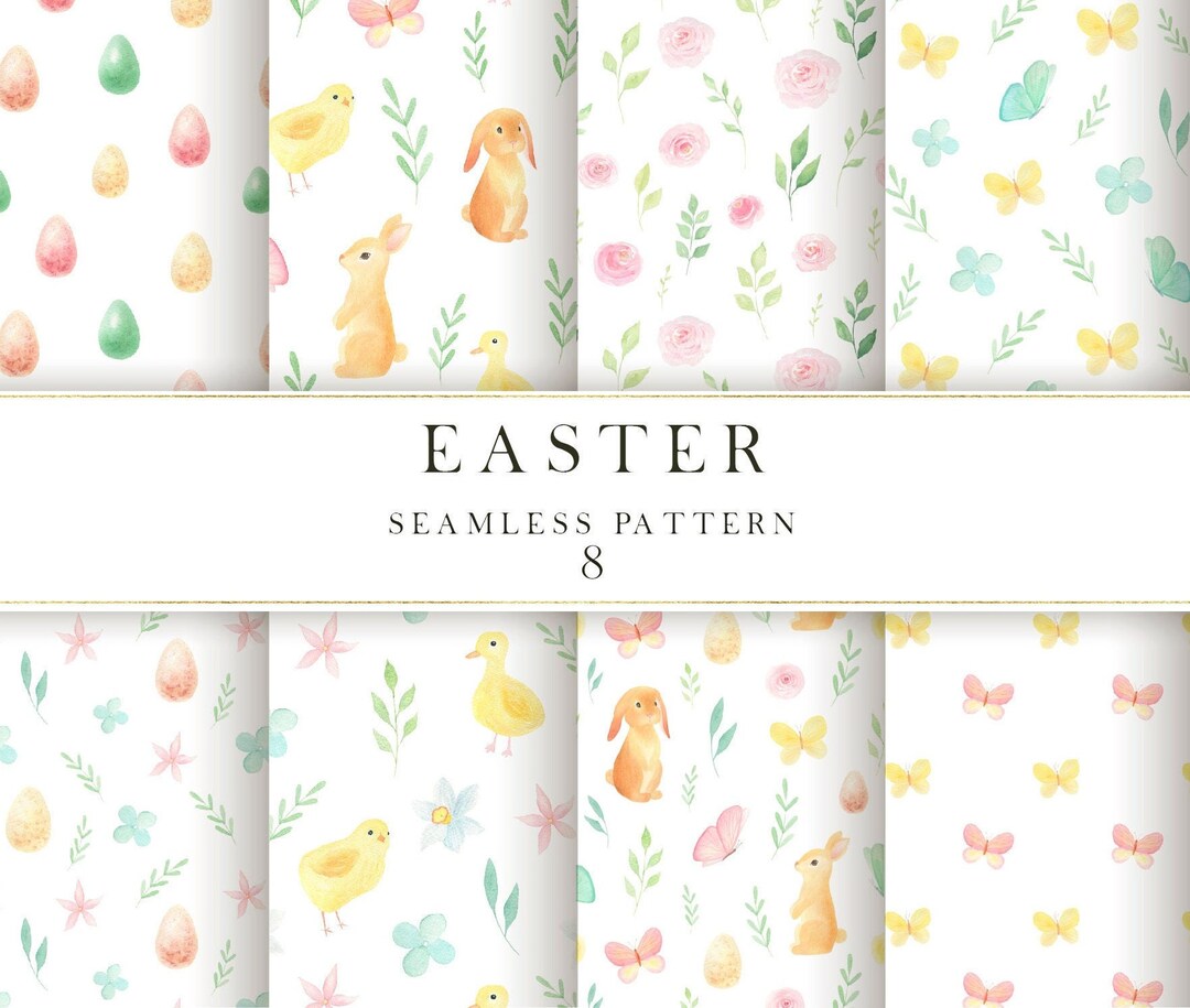 Easter Digital Paper, Spring Watercolor Digital Paper, Happy Easter ...