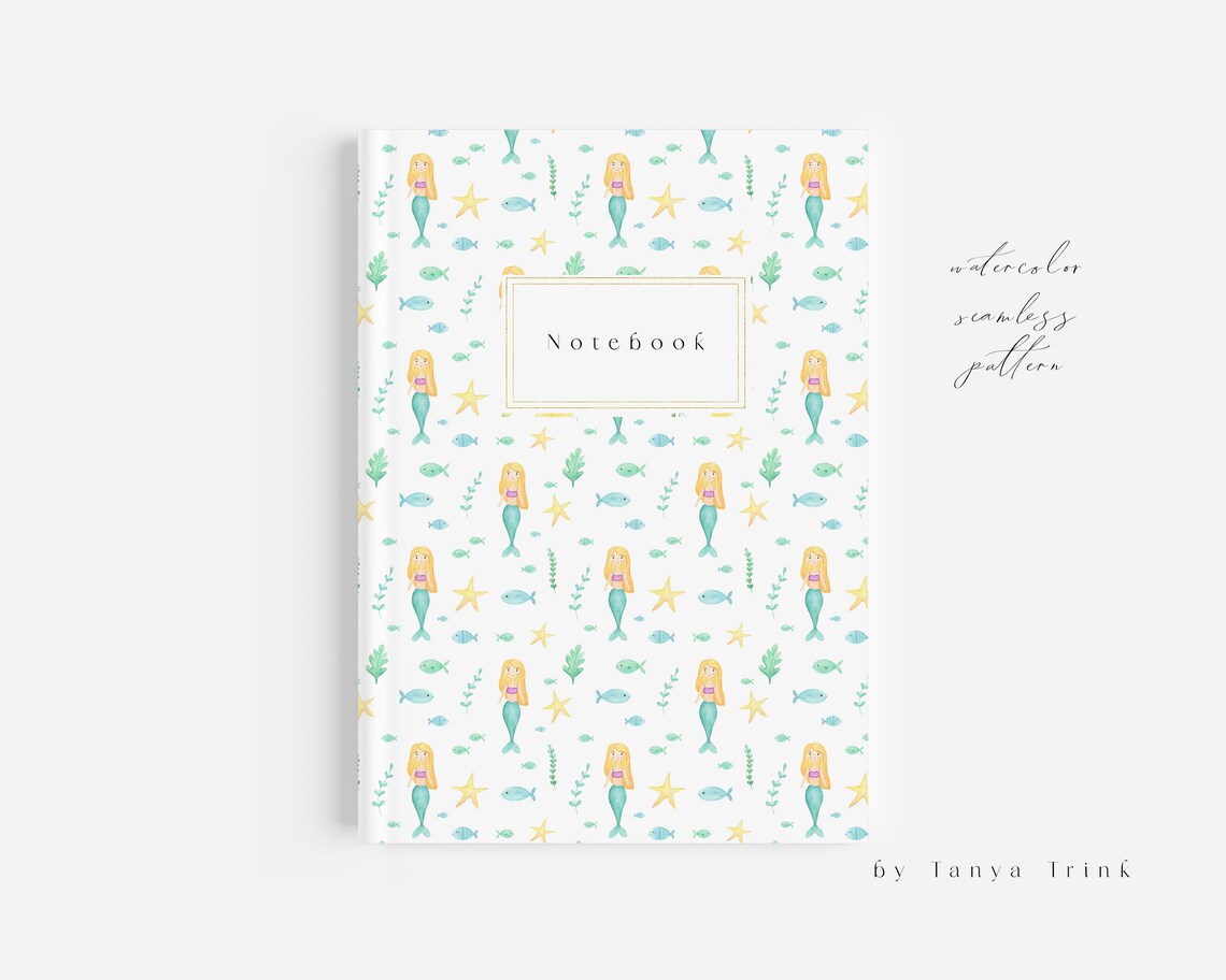 Nautical Watercolor Digital Paper Mermaids Seamless Pattern - Etsy