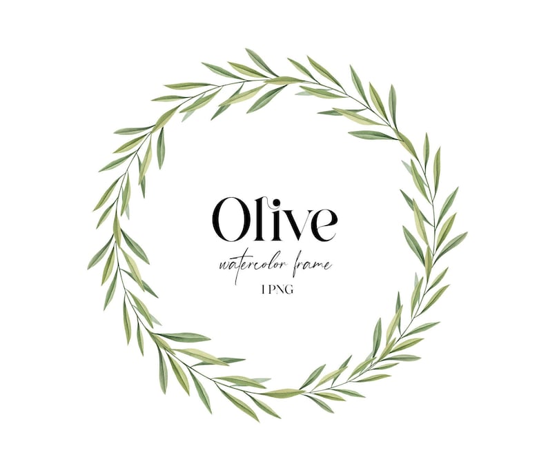 Watercolor Olive Branch Wreath Clipart, Greenery Olive Eucalyptus ...