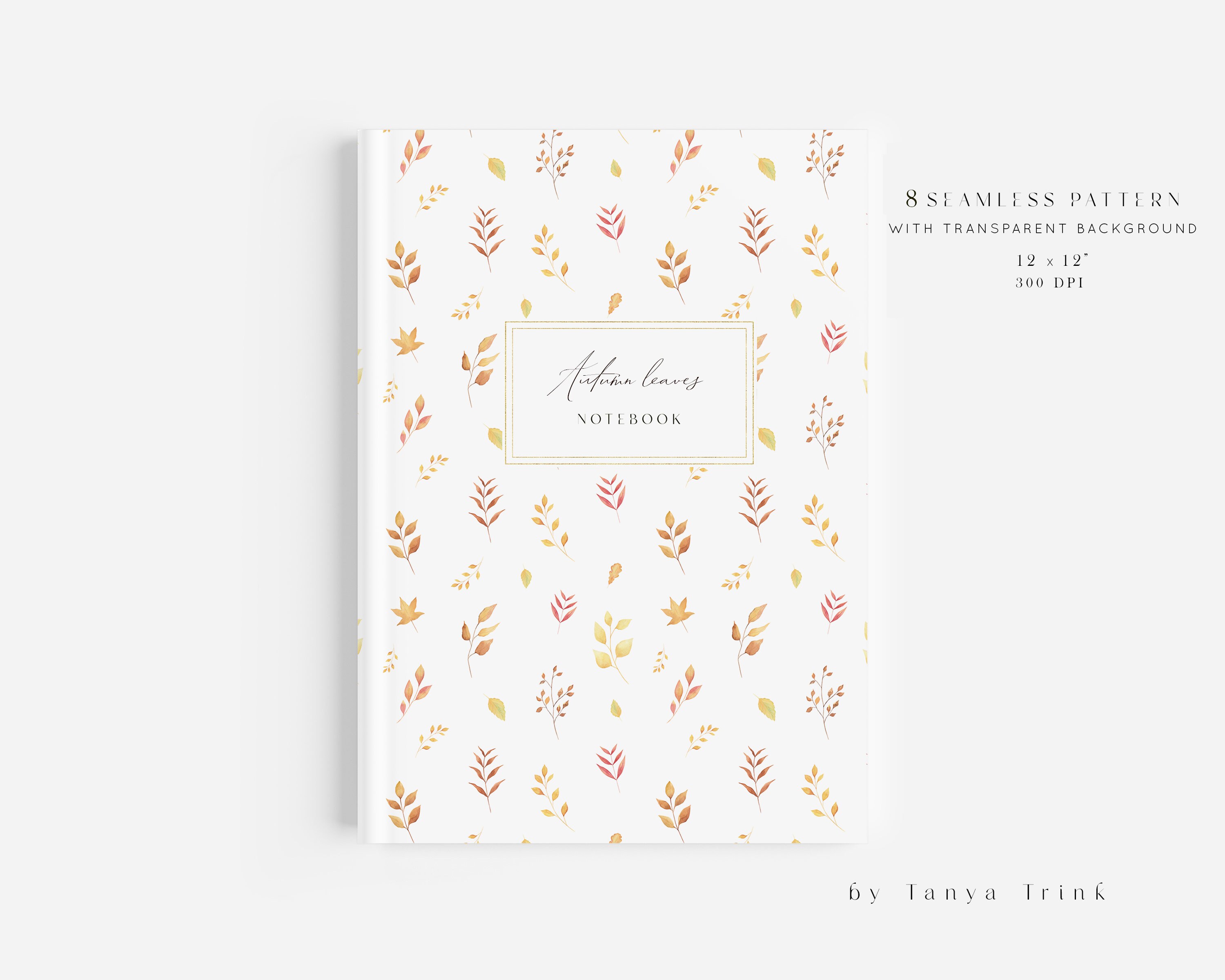 Fall Watercolor Digital Paper, Autumn Dried Leaves Pumpkins Digital ...