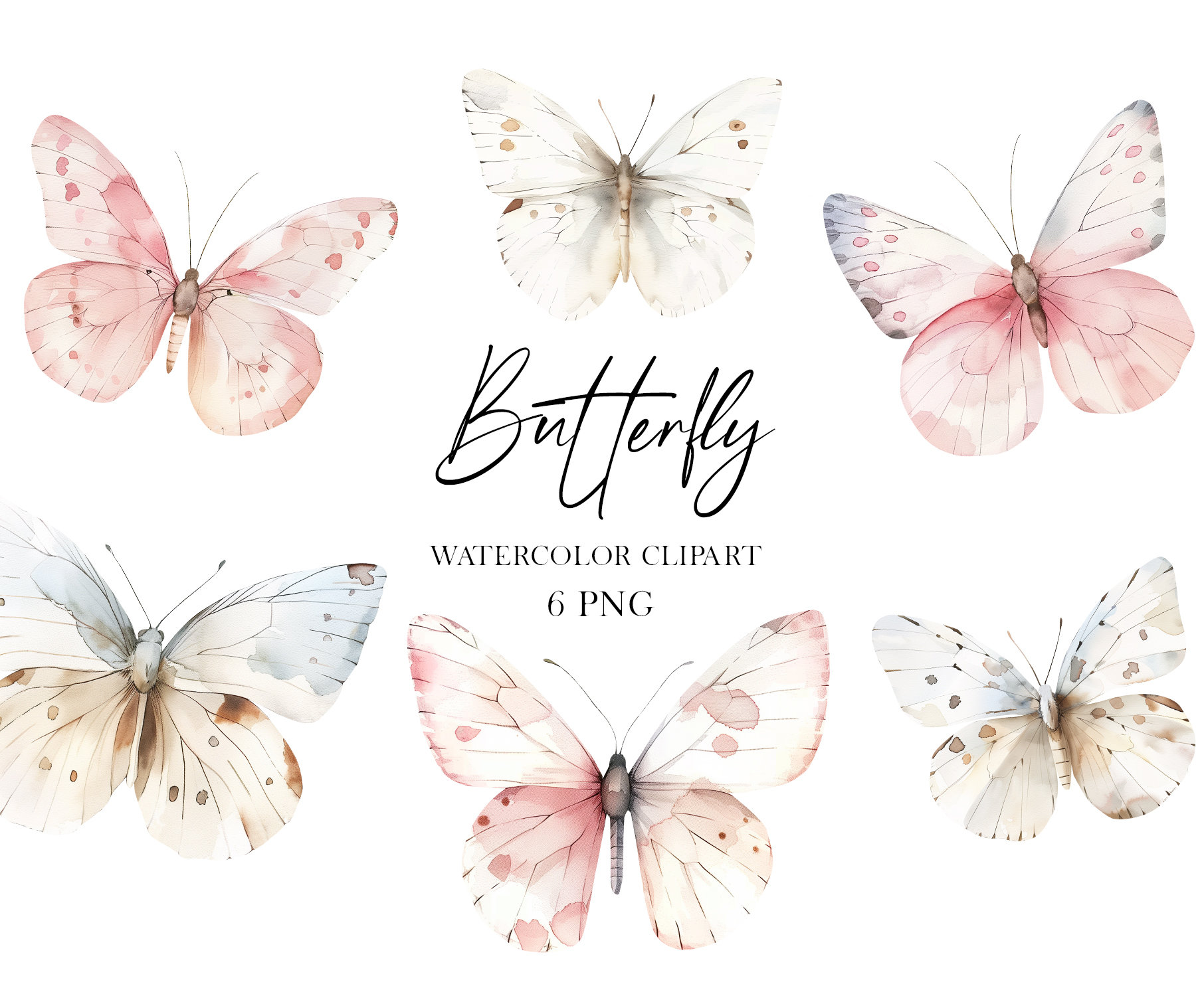 Butterfly Watercolor Clipart, Butterflies Spring Clipart, Baby Shower ...