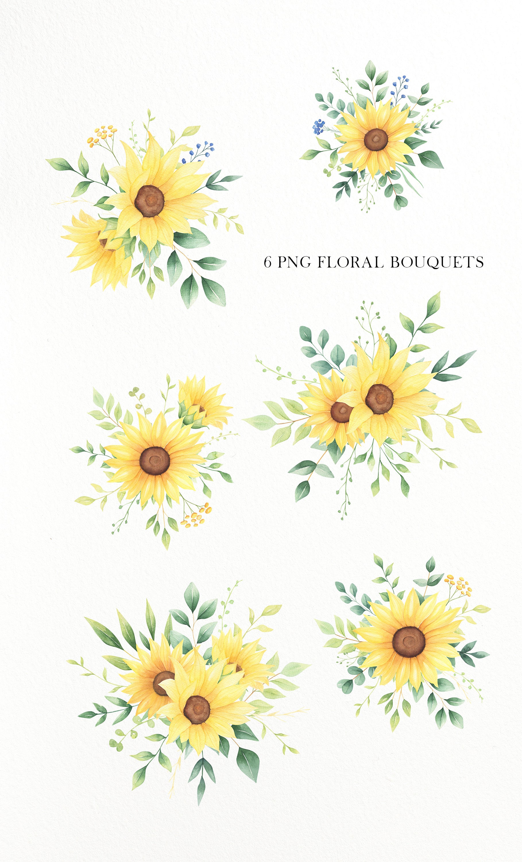 Sunflower Bouquet Png Watercolor Clipart, Sunflower Wedding Invitation ...