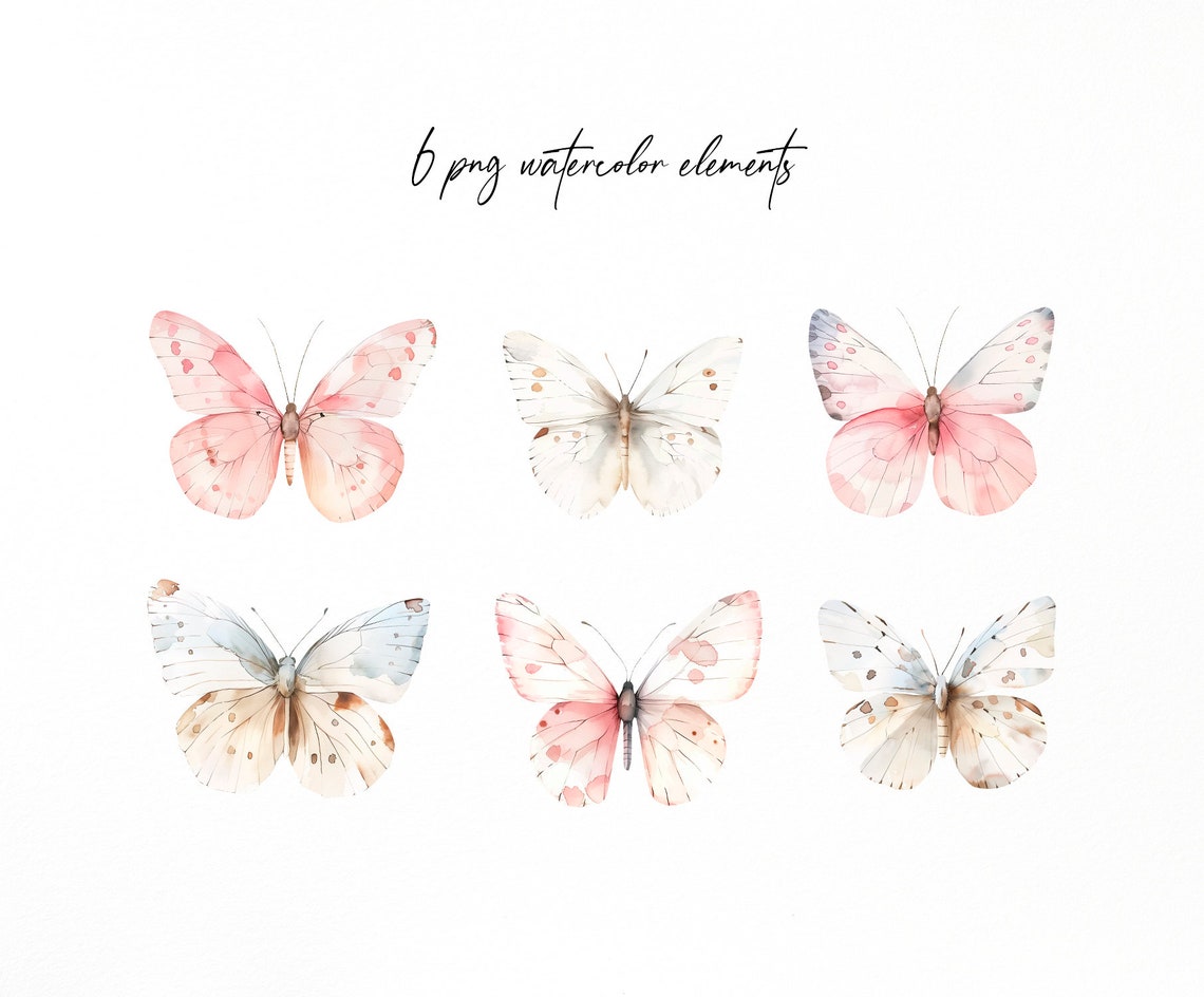 Butterfly Watercolor Clipart, Butterflies Spring Clipart, Baby Shower ...