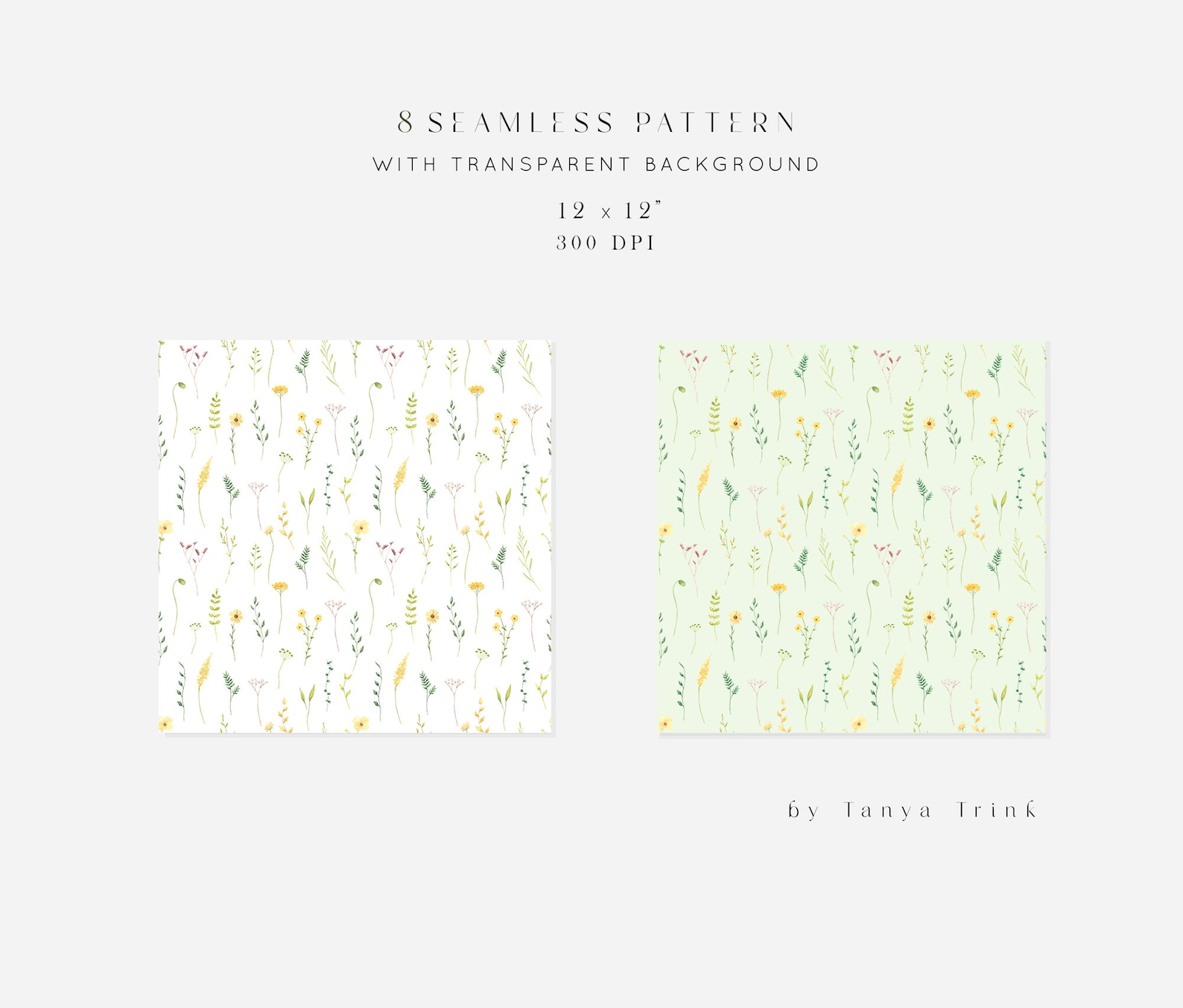 Wildflowers Summer Floral Digital Paper Pack, Wildflowers Greenery ...