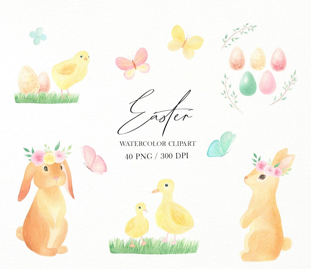 Watercolor Easter Clipart, Easter Bunny Clipart Png, Cute Spring Bunny ...