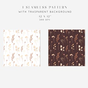 Fall Digital Paper, Autumn Dried Leaves Flowers Digital Paper, Seamless ...