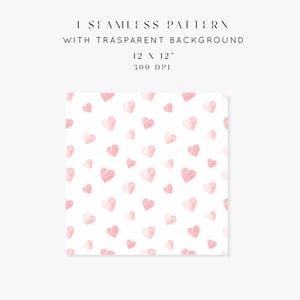 Watercolor Hearts Digital Paper Clipart, Valentine's Day Pink Hearts ...