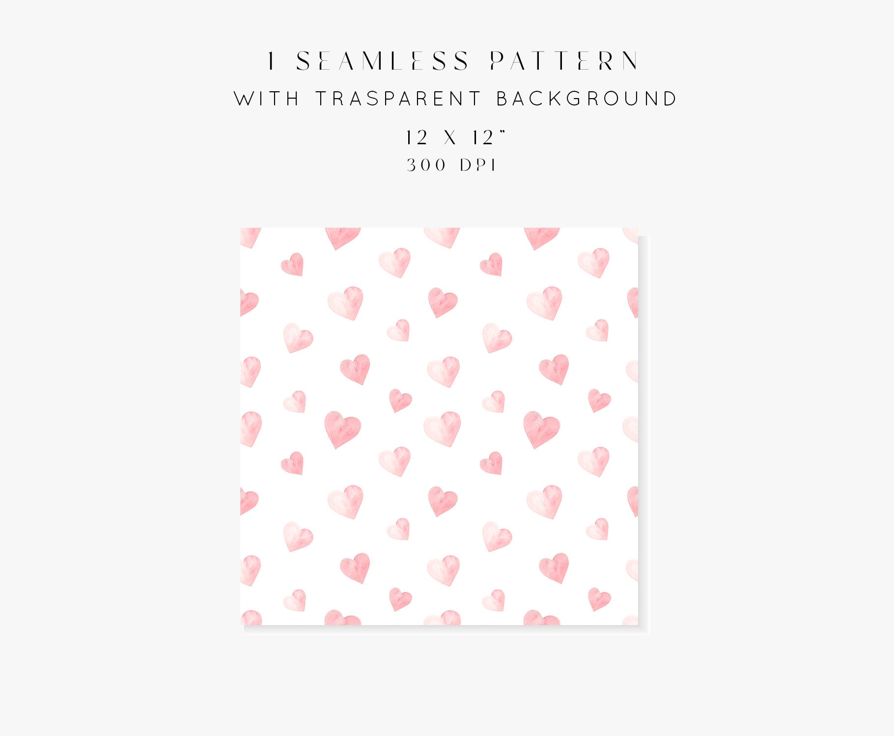 Watercolor Hearts Digital Paper Clipart, Valentine's Day Pink Hearts ...