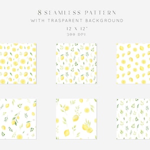 Watercolor Lemons Digital Paper, Summer Citrus Greenery Seamless ...