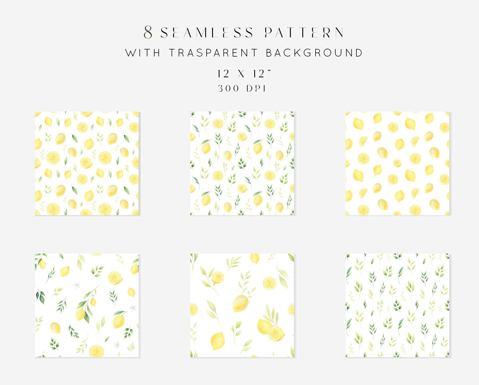 Watercolor Lemons Digital Paper Summer Citrus Greenery - Etsy