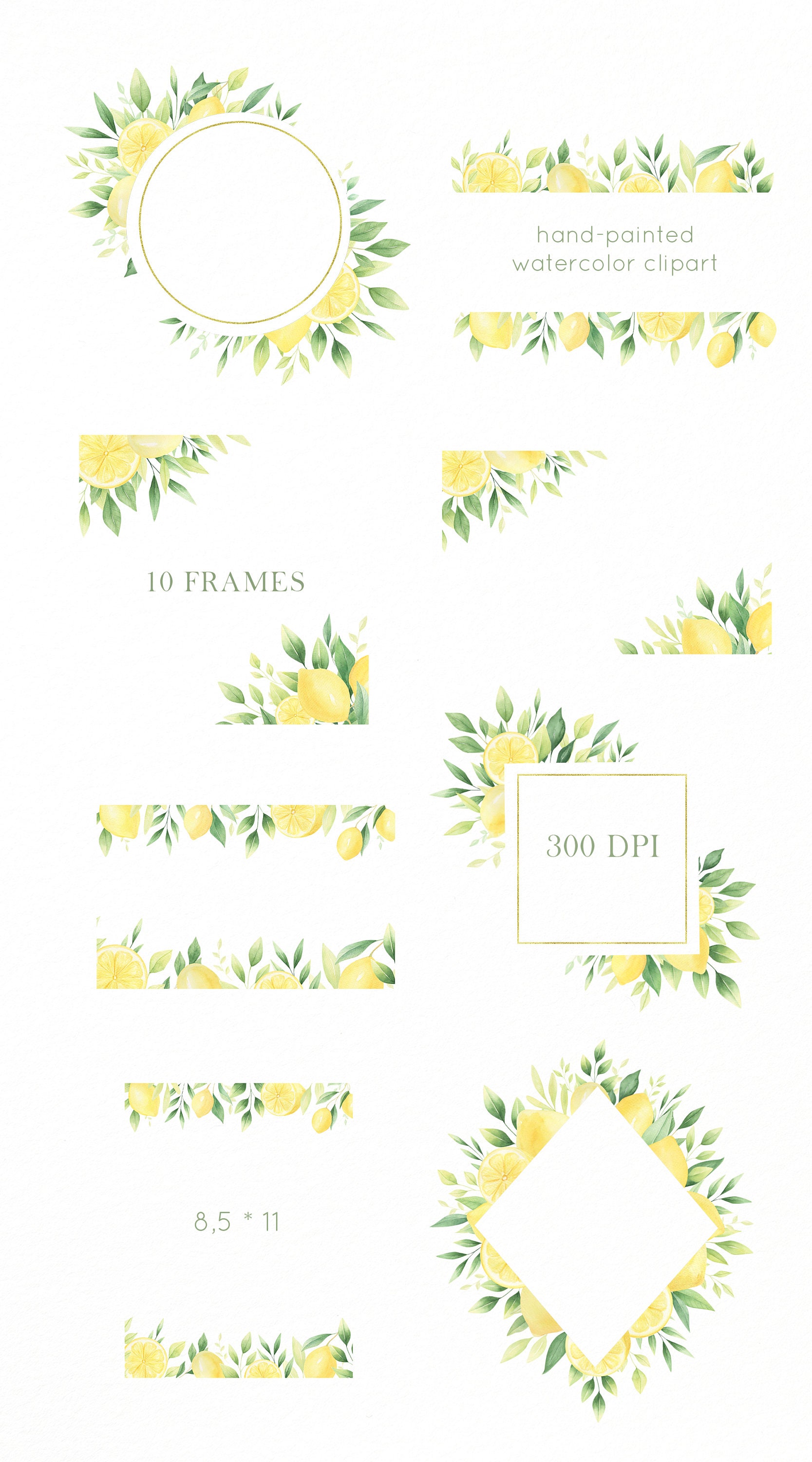 Watercolor Lemon Frames Png, Lemon Clipart, Summer Citrus Clipart ...