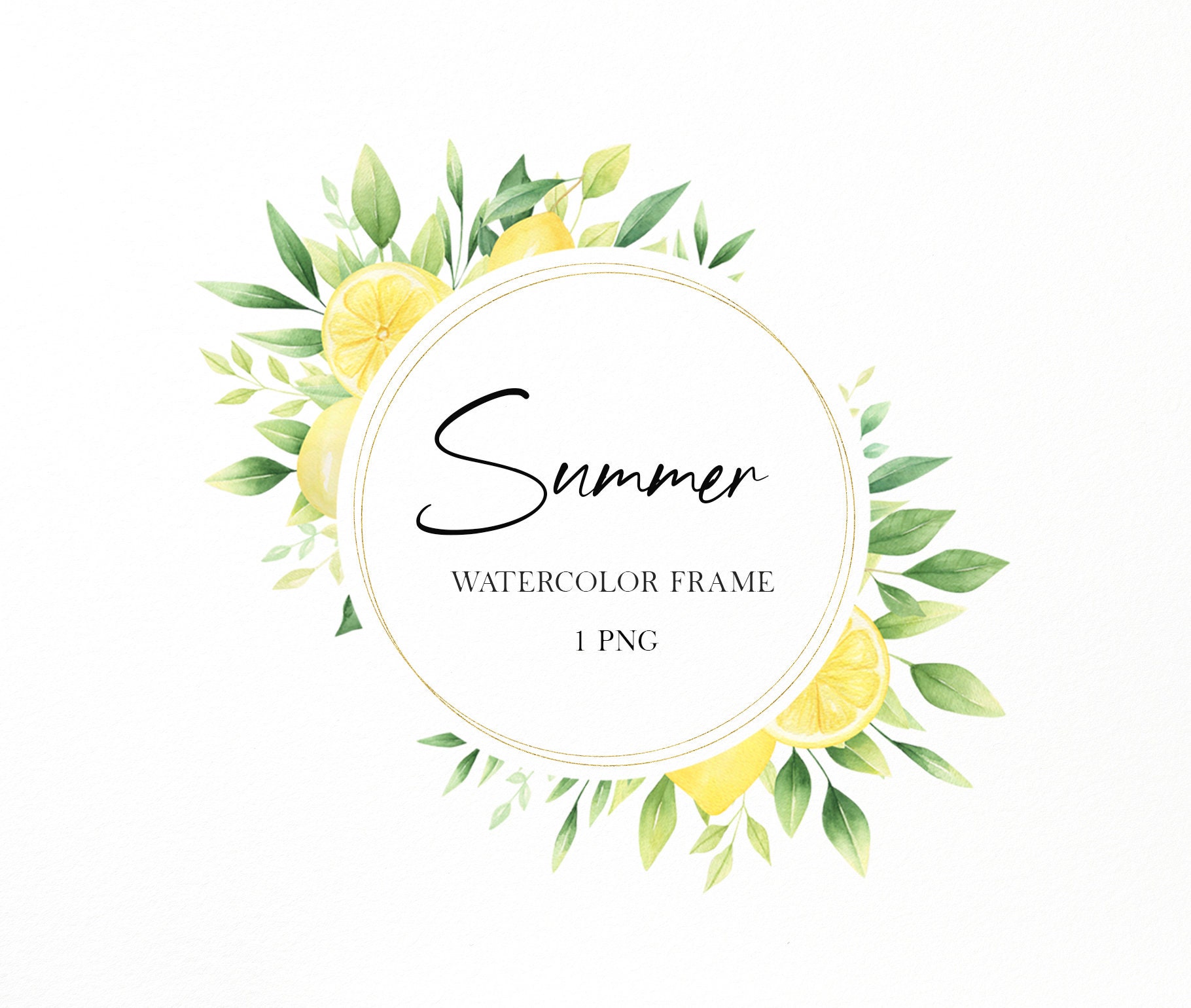 Watercolor Lemon Frame Png, Lemon Clipart, Summer Citrus Clipart ...