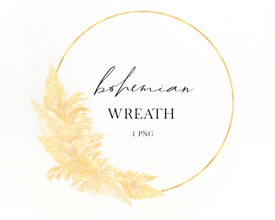 Pampas Grass Watercolor Frame Png, Watercolor Golden Pampas Grass ...