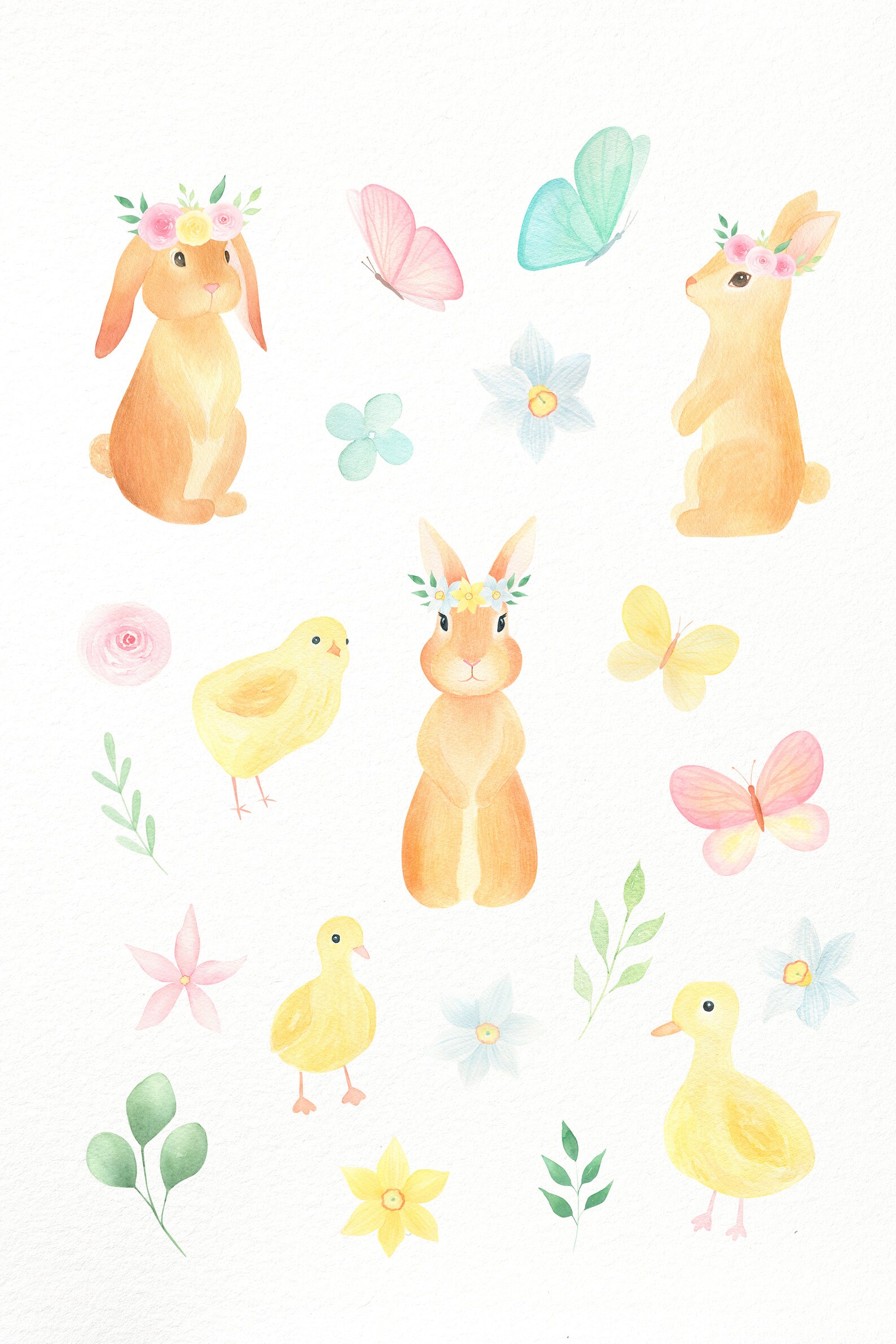 Watercolor Easter Clipart, Easter Bunny Clipart Png, Cute Spring Bunny ...