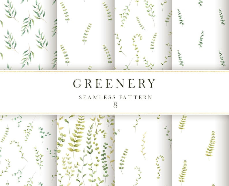 Greenery Summer Floral Digital Paper Pack, Foliage Seamless Pattern Png ...