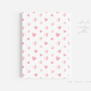 Watercolor Hearts Digital Paper Clipart, Valentine's Day Pink Hearts ...