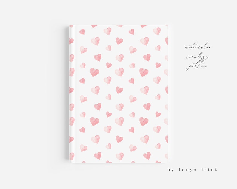 Watercolor Hearts Digital Paper Clipart, Valentine's Day Pink Hearts ...