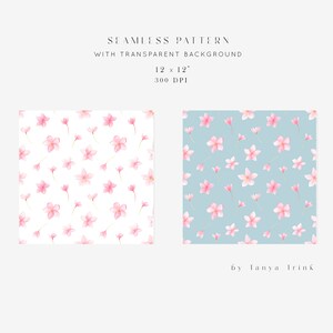 Cherry Blossom Watercolor Digital Paper, Spring Floral Pink Seamless ...