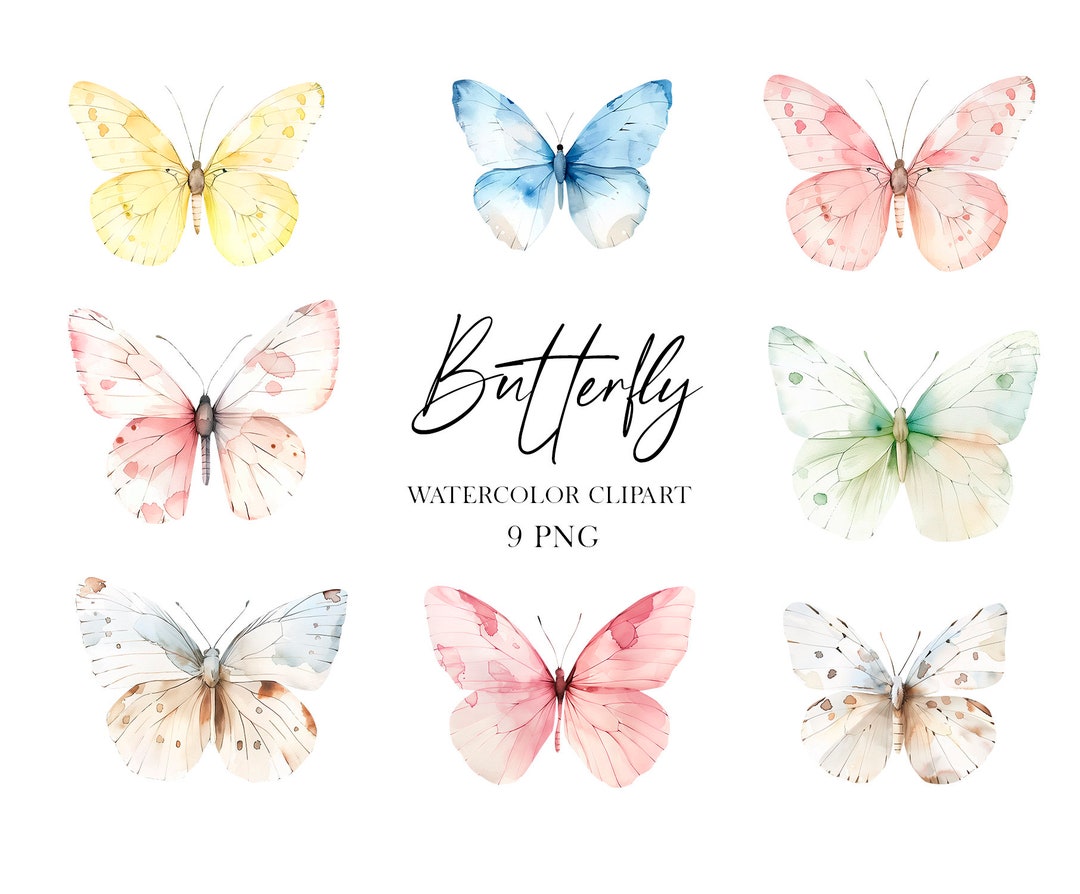 Spring Butterfly Watercolor Clipart, Butterflies Spring Clipart, Spring ...