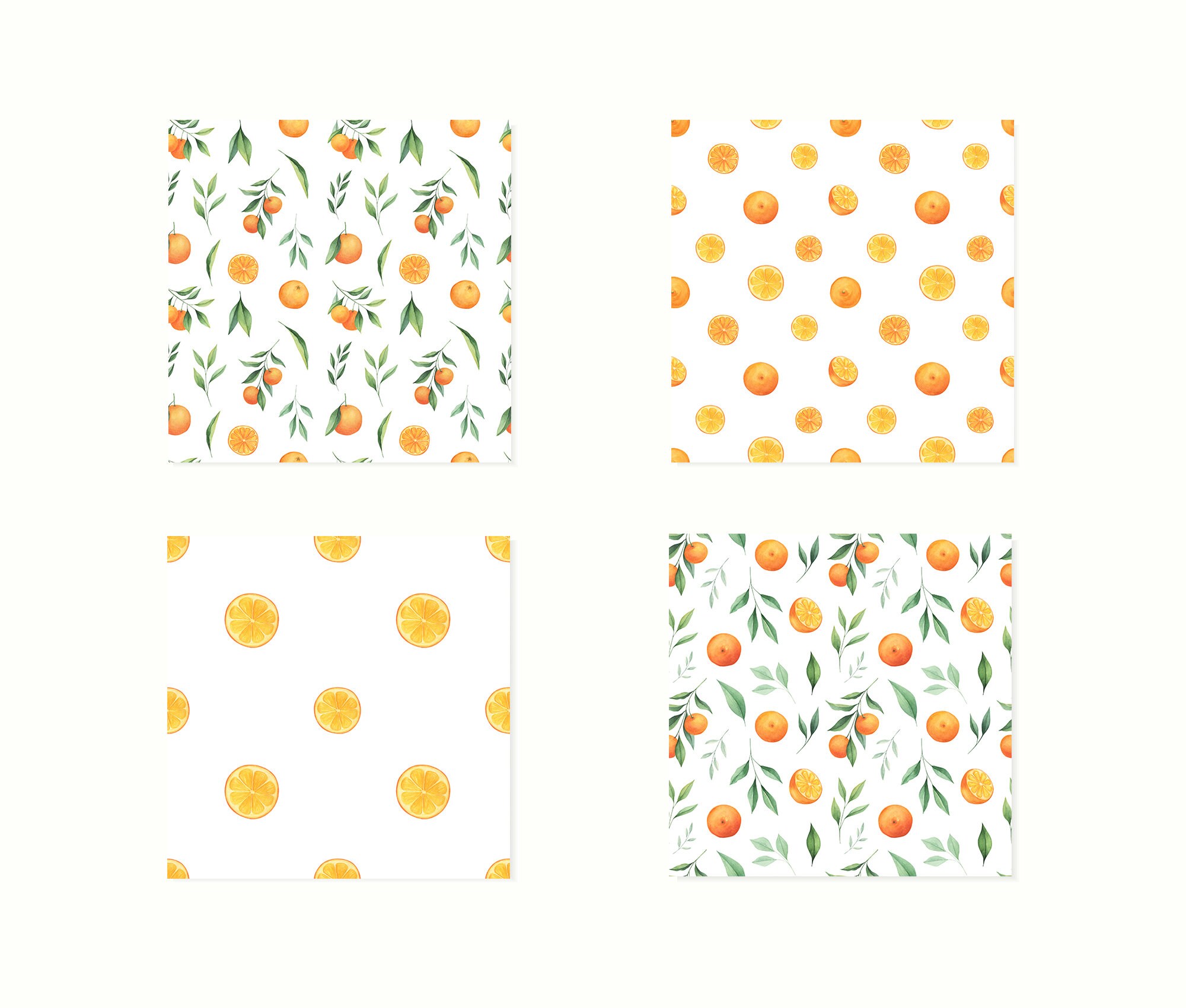 Watercolor Orange Digital Paper Summer Citrus Greenery - Etsy