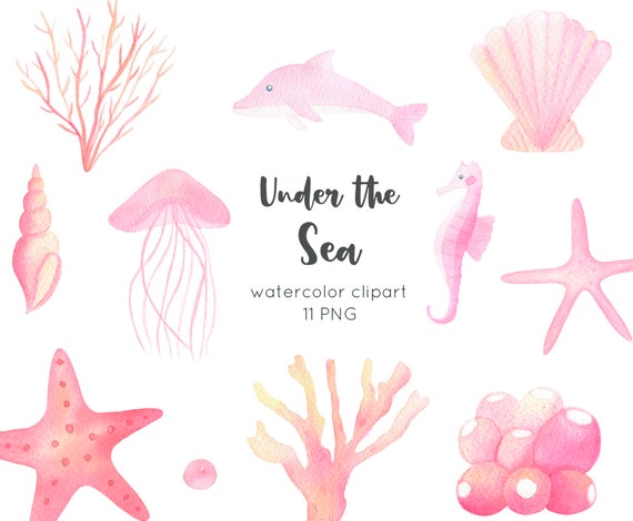 Watercolor Under the Sea Clipart Sea Creatures Watercolor - Etsy