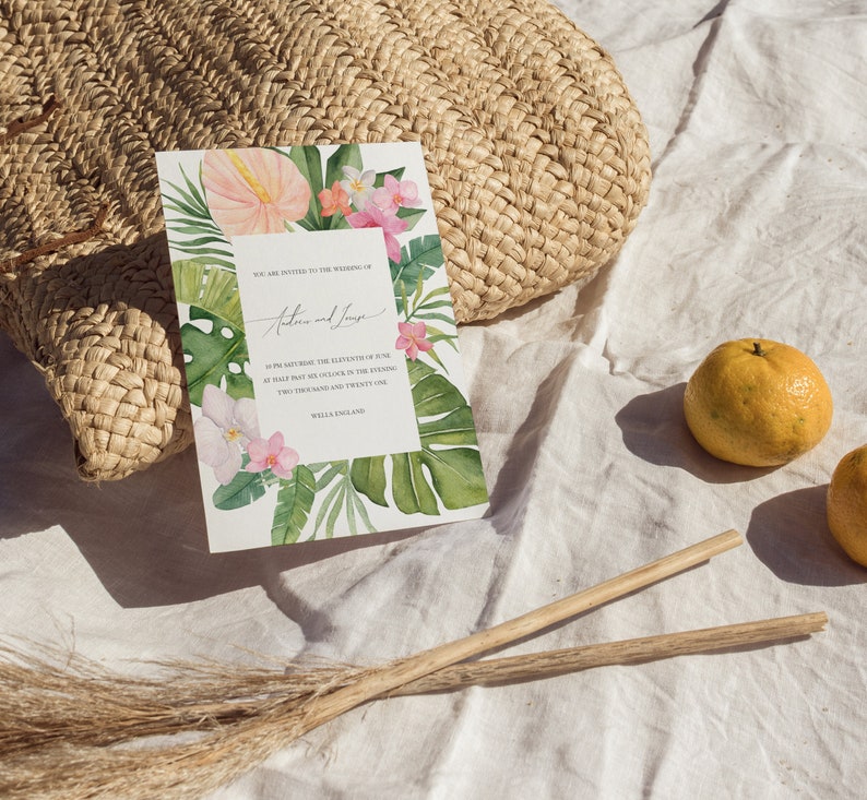 Tropical Watercolor Frames Clipart, Tropical Wedding, Tropical Floral ...