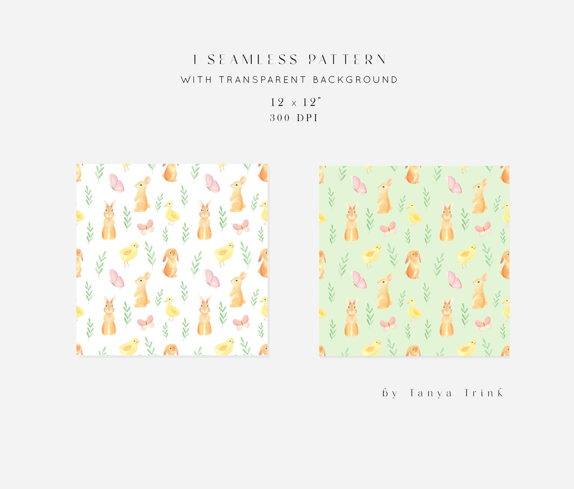 Easter Digital Paper, Spring Summer Watercolor Digital Paper, Happy ...
