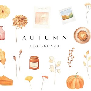 Autumn Watercolor Clipart, Fall Leaves Thanksgiving Clipart, Cozy ...