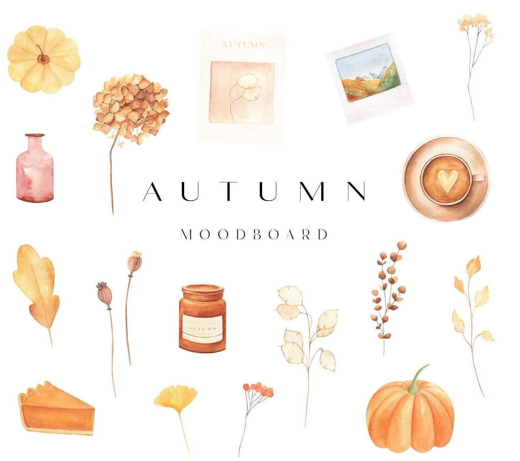 Autumn Watercolor Clipart Fall Leaves Thanksgiving Clipart - Etsy