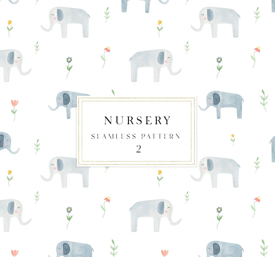 Elephant Digital Paper, Nursery Watercolor Digital Paper, Kids ...