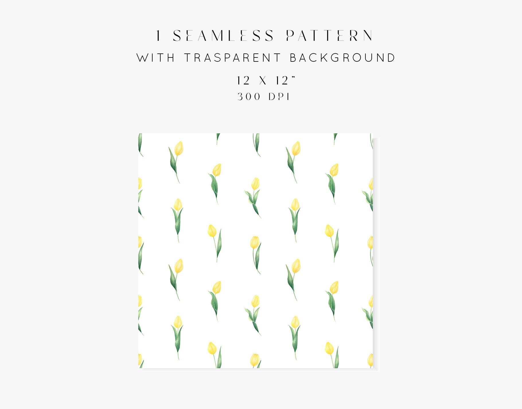 Spring Floral Digital Paper, Yellow Tulips Watercolor Digital Paper ...