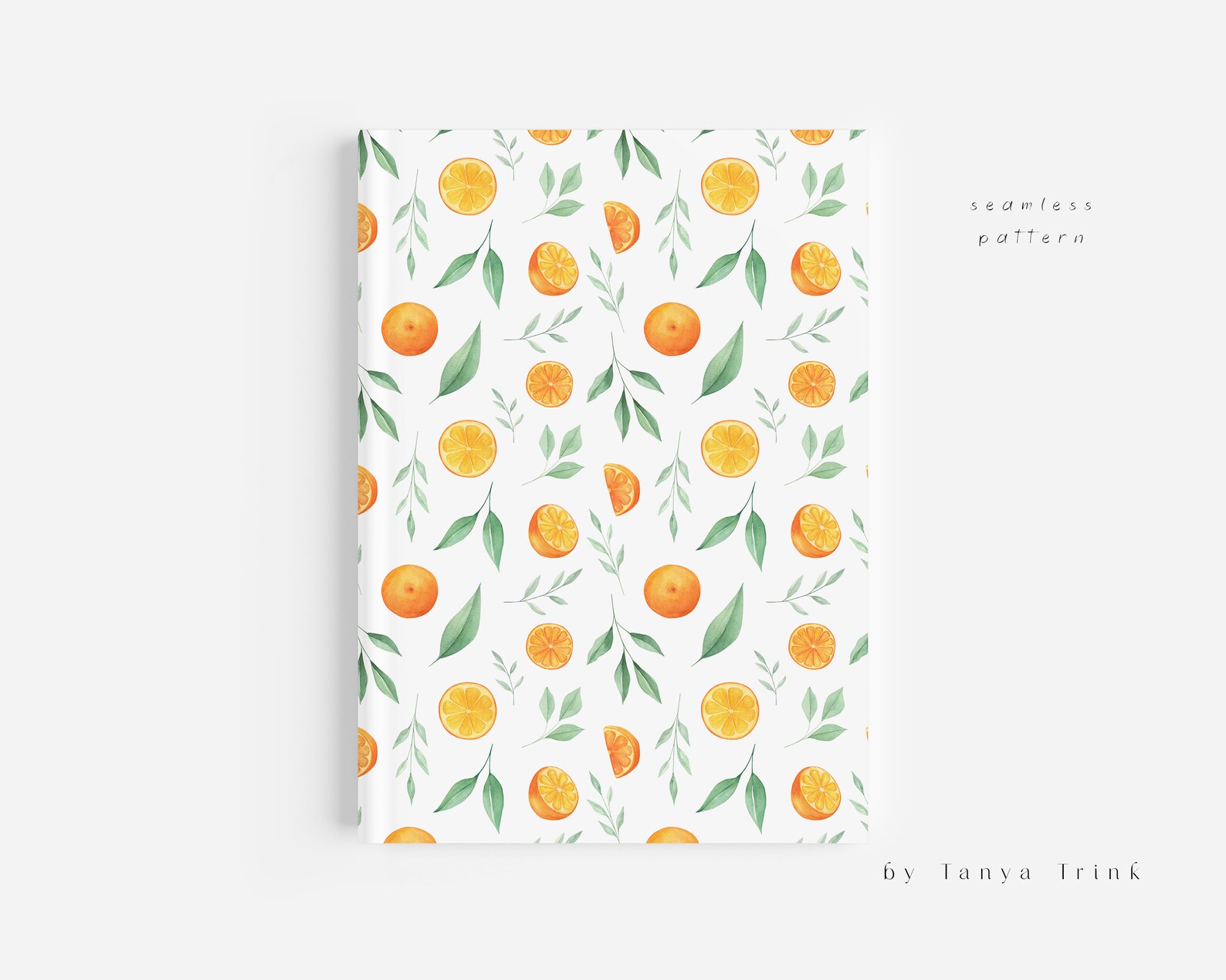 Watercolor Orange Digital Paper, Summer Citrus Greenery Seamless ...