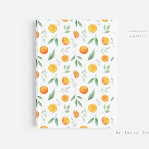 Watercolor Orange Digital Paper, Summer Citrus Greenery Seamless ...