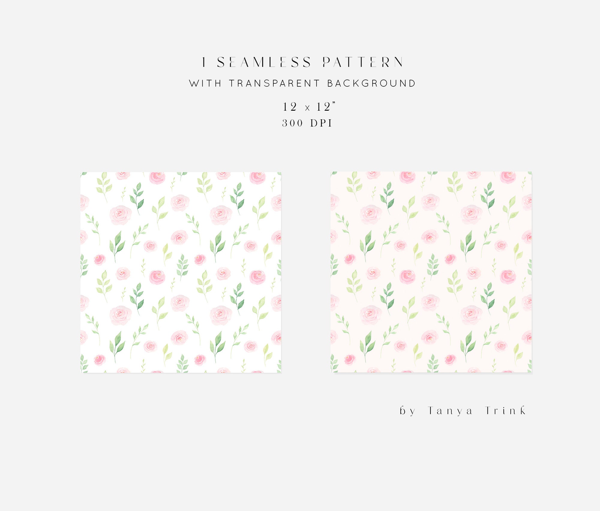 Roses Watercolor Digital Paper, Spring Floral Pink Seamless Pattern ...