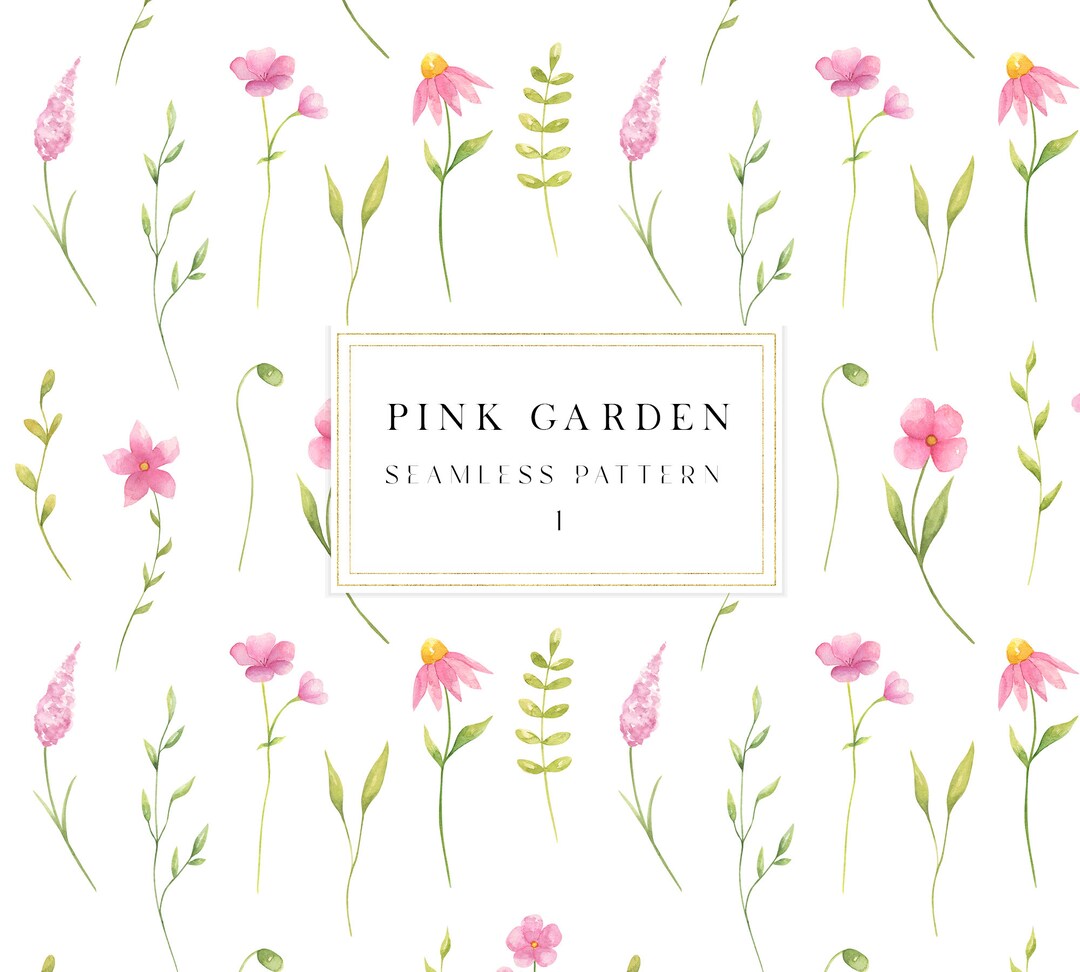 Wildflower Watercolor Digital Paper, Spring Floral Pink Seamless ...