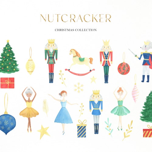 Nutcracker Clip Art Christmas Watercolor Holiday Clipart - Etsy