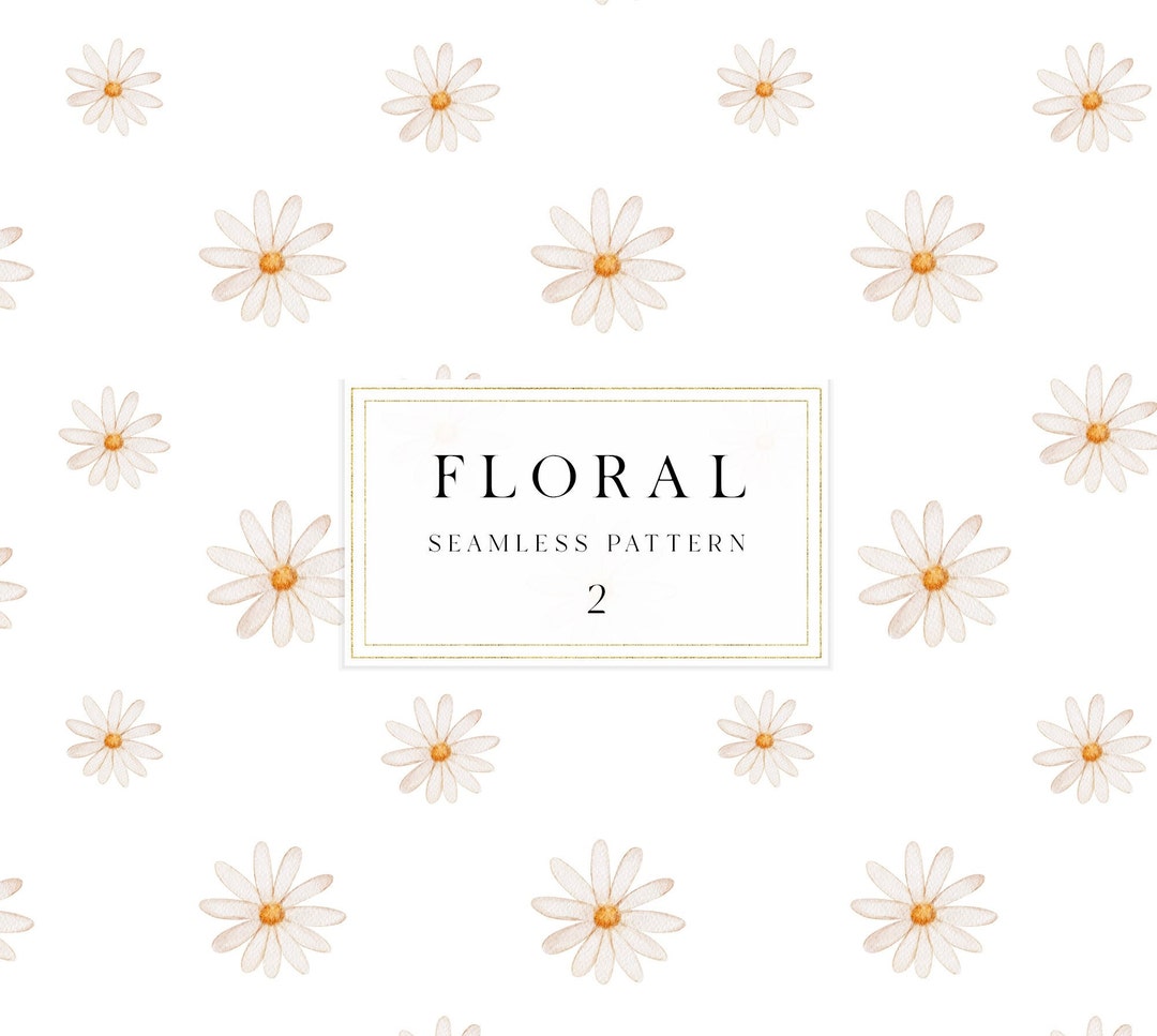 Daisy Floral Digital Paper, Neutral Floral Seamless Pattern, Summer ...