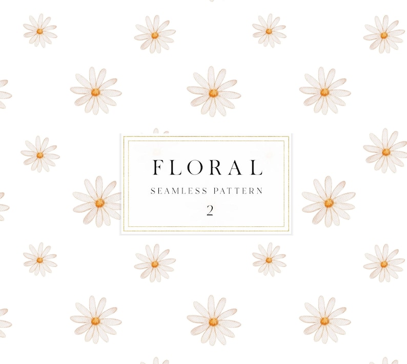 Daisy Floral Digital Paper Neutral Floral Seamless Pattern - Etsy
