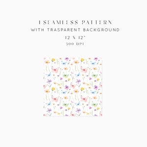 Butterfly Wildflowers Watercolor Digital Paper, Summer Floral Digital ...