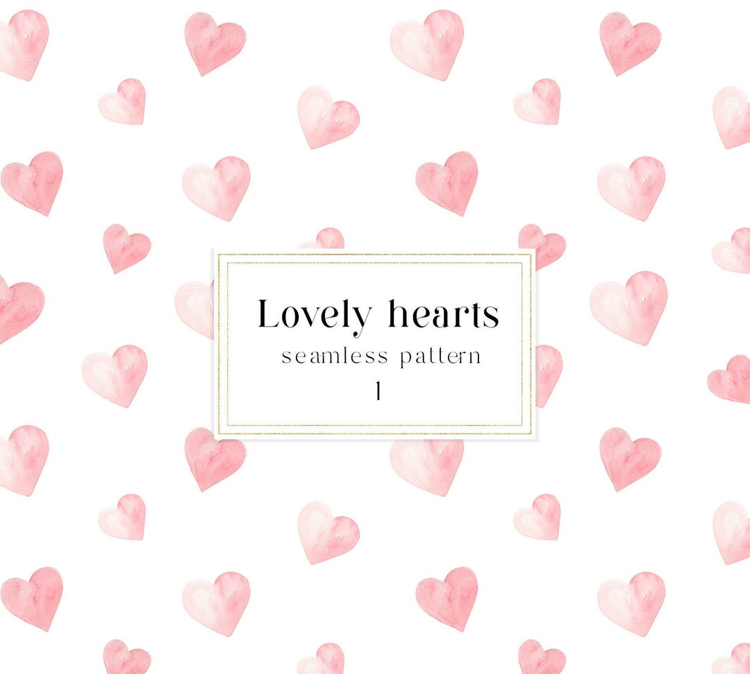 Watercolor Hearts Digital Paper Clipart, Valentine's Day Pink Hearts ...