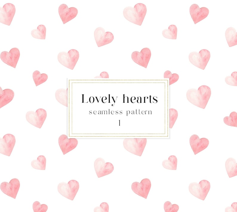 Watercolor Hearts Digital Paper Clipart, Valentine's Day Pink Hearts ...
