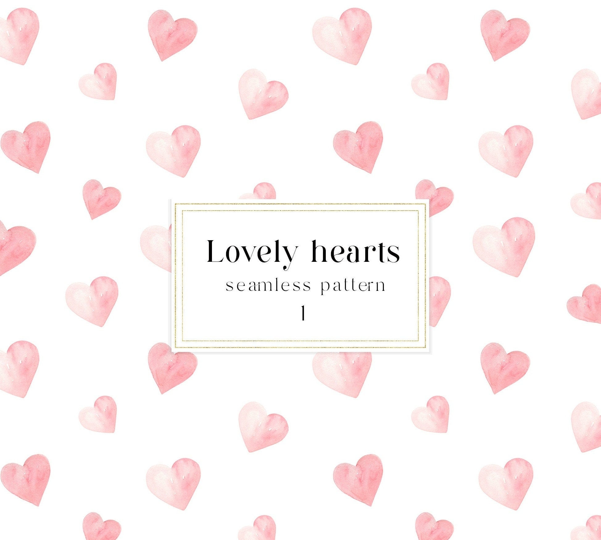 Watercolor Hearts Digital Paper Clipart, Valentine's Day Pink Hearts ...